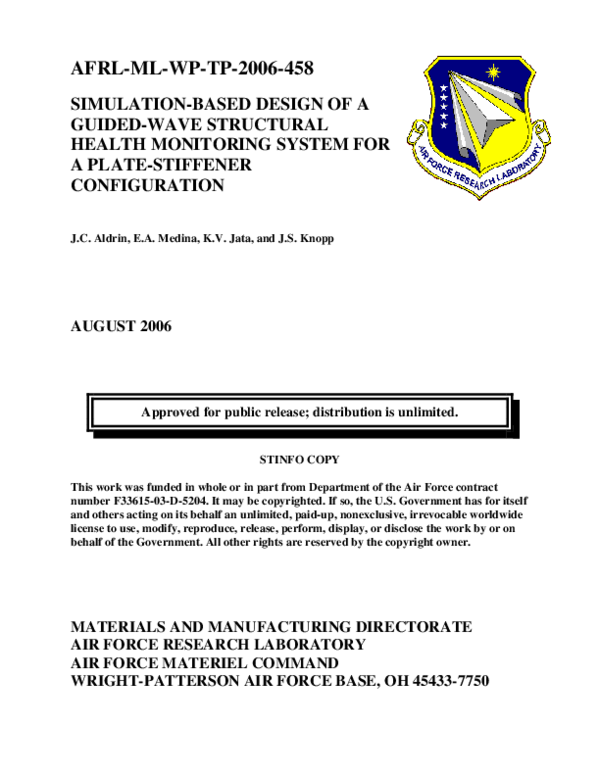 Pdf Simulation Based Design Of A Guided Wave Structural Health