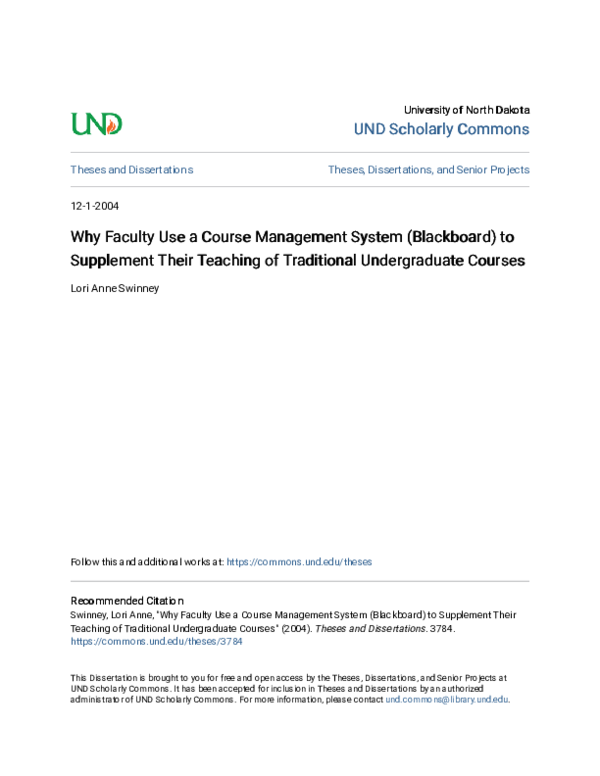 (PDF) Why Faculty Use a Course Management System (Blackboard) to Supplement Their Teaching of ...