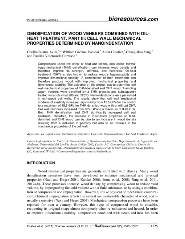 (PDF) Densification of Wood Veneers Combined with Oil-Heat Treatment ...