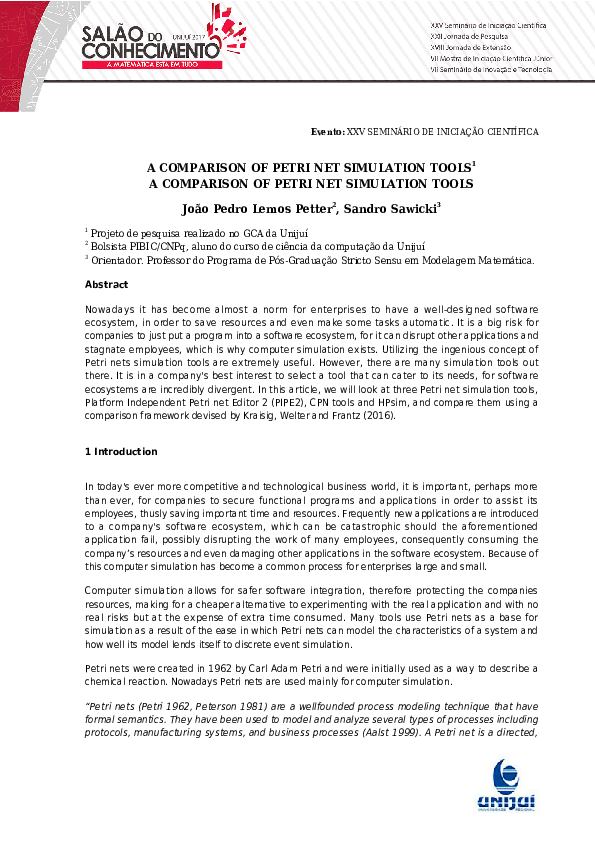 (PDF) A Comparison of Petri Net Simulation Tools