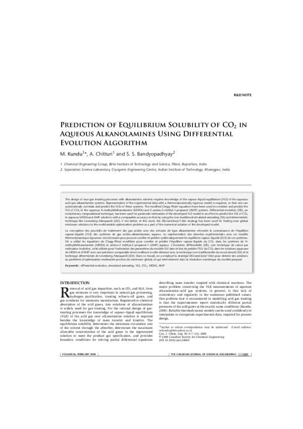 (PDF) Prediction of equilibrium solubility of CO2 in aqueous ...