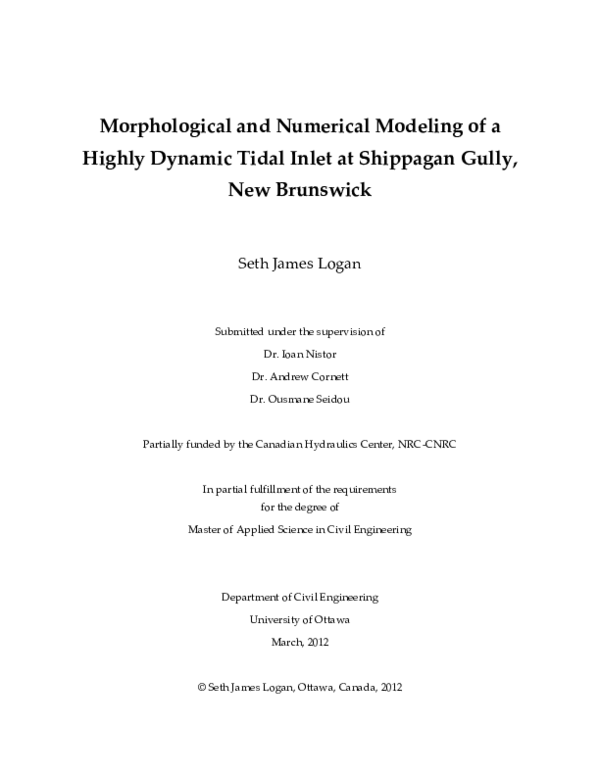 Pdf Morphological And Numerical Modeling Of A Highly Dynamic Tidal Inlet At Shippagan Gully