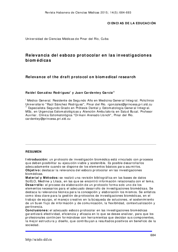 (PDF) Relevance of the draft protocol on biomedical research