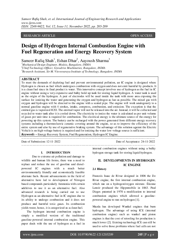 (PDF) Design of Hydrogen Internal Combustion Engine with Fuel ...