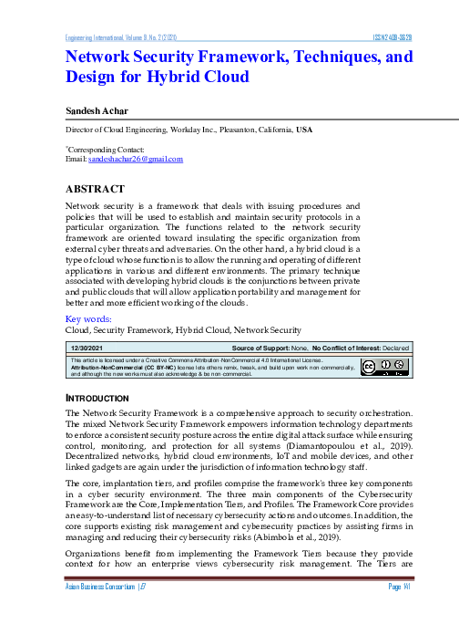 (PDF) Hybrid Cloud Security Framework and Techniques