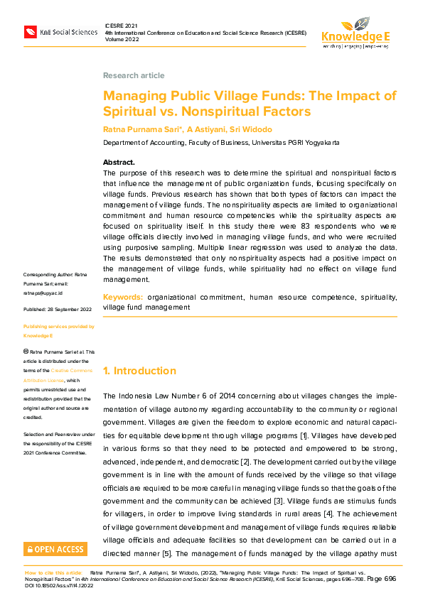 (PDF) Managing Public Village Funds: The Impact of Spiritual vs ...