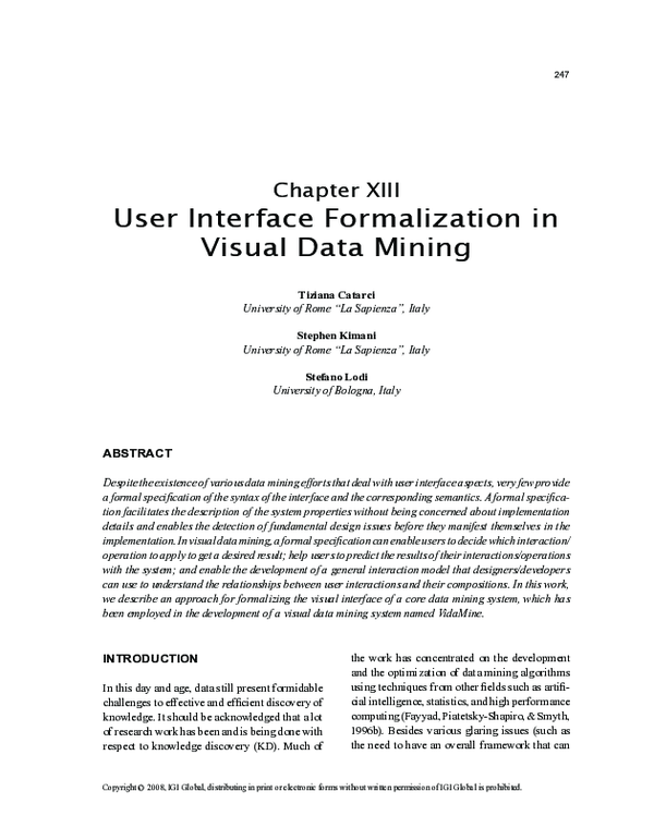 (PDF) User Interface Formalization in Visual Data Mining