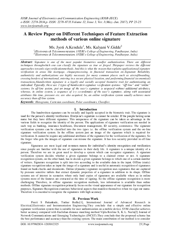 Pdf A Review Paper On Different Techniques Of Feature Extraction