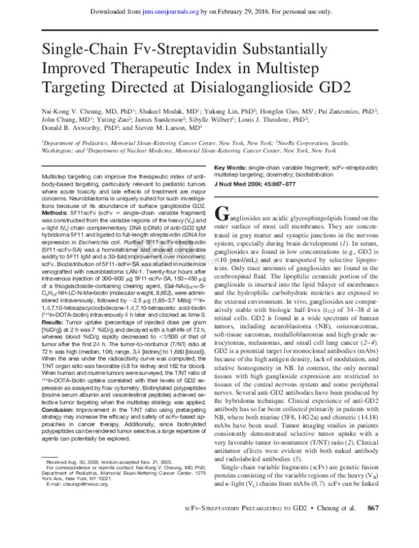 (PDF) Single-chain Fv-streptavidin substantially improved therapeutic ...