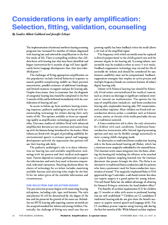 Pdf Considerations In Early Amplification Selection Fitting
