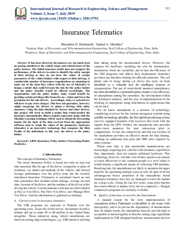 (PDF) Insurance Telematics