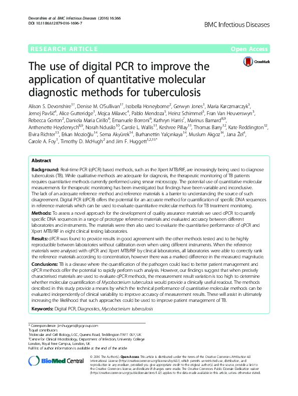 (PDF) The use of digital PCR to improve the application of quantitative ...