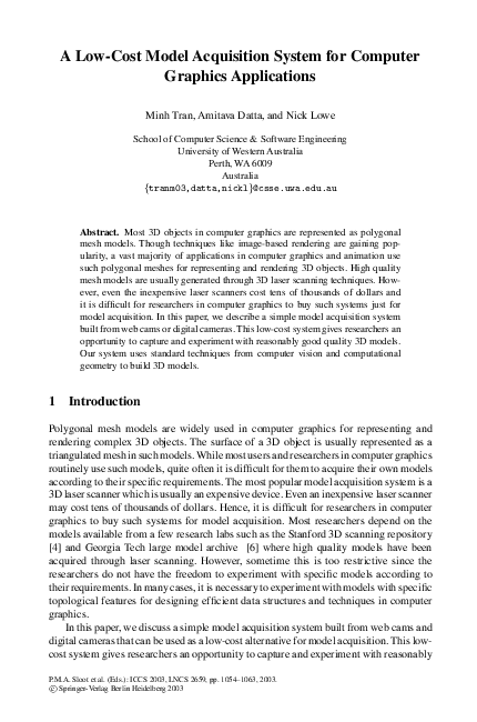 (PDF) A Low-Cost Model Acquisition System for Computer Graphics ...
