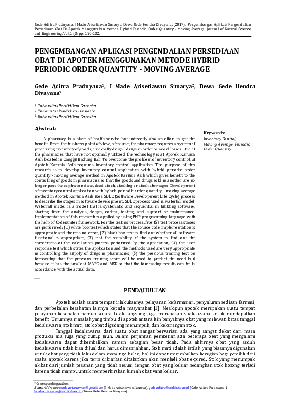 (PDF) Pengembangan Aplikasi Pengendalian Persediaan Obat DI Apotek ...