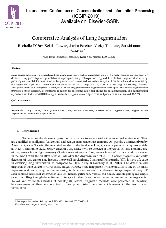 (PDF) Comparative Analysis of Lung Segmentation