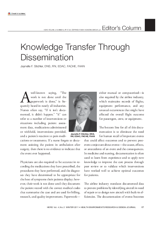 (PDF) Knowledge Transfer Through Dissemination