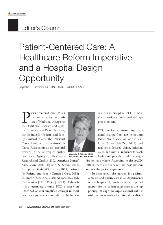 (PDF) Patient-Centered Care: A Healthcare Reform Imperative and a ...