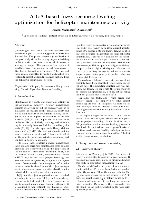 (PDF) A GA-based fuzzy resource leveling optimization for helicopter maintenance activity