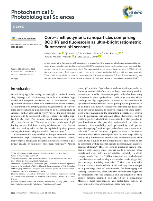 (PDF) Core–shell polymeric nanoparticles comprising BODIPY and fluorescein as ultra-bright ...