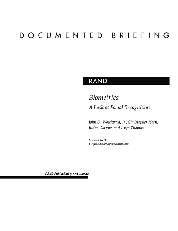 (PDF) Biometrics:: A Look at Facial Recognition