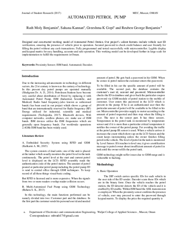 (PDF) Automated Petrol Pump