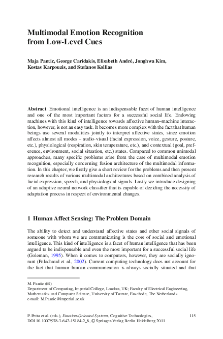 (PDF) Multimodal Emotion Recognition from Low-Level Cues | Jonghwa Kim ...