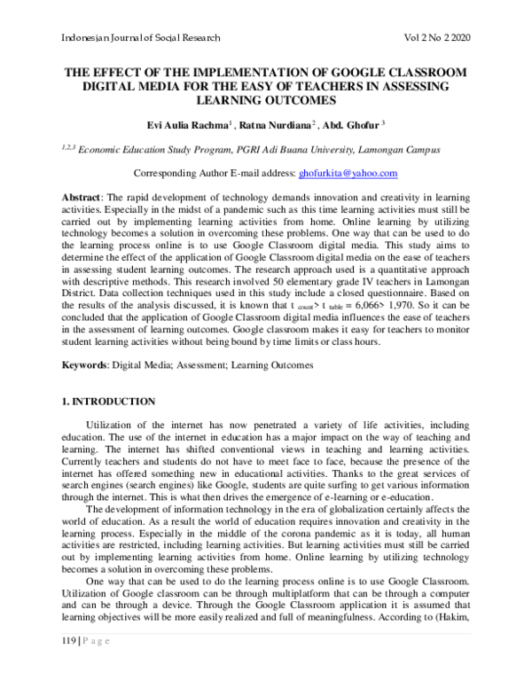 (PDF) The Effect of the Implementation of Google Classroom Digital ...