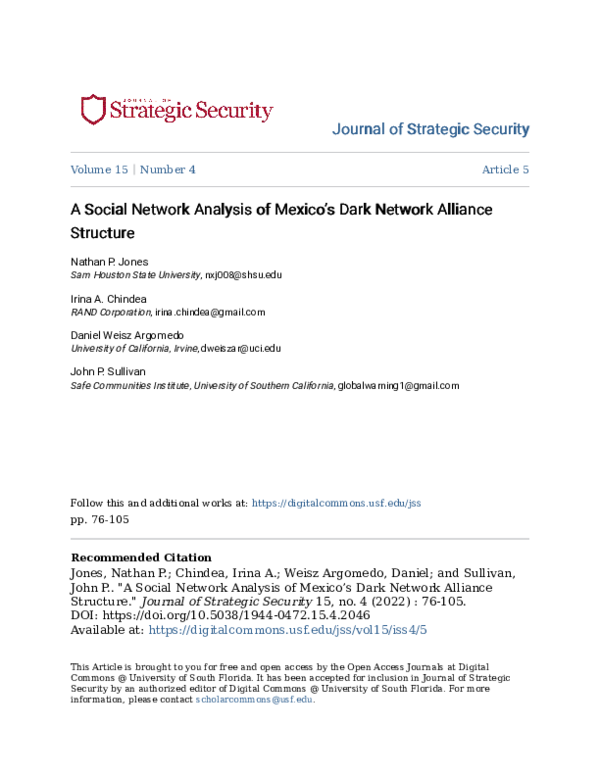(PDF) A Social Network Analysis of Mexico's Dark Network Alliance Structure