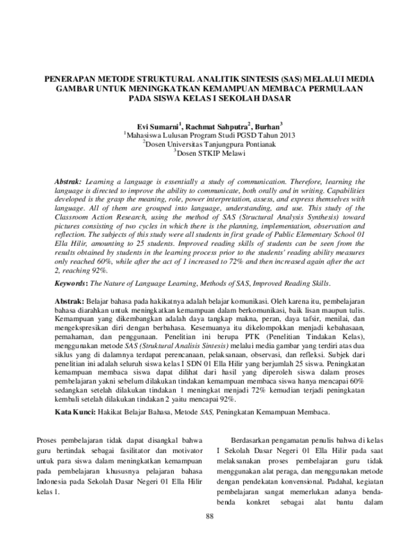 (PDF) Penerapan Metode Struktural Analitik Sintesis (Sas) Melalui Media ...