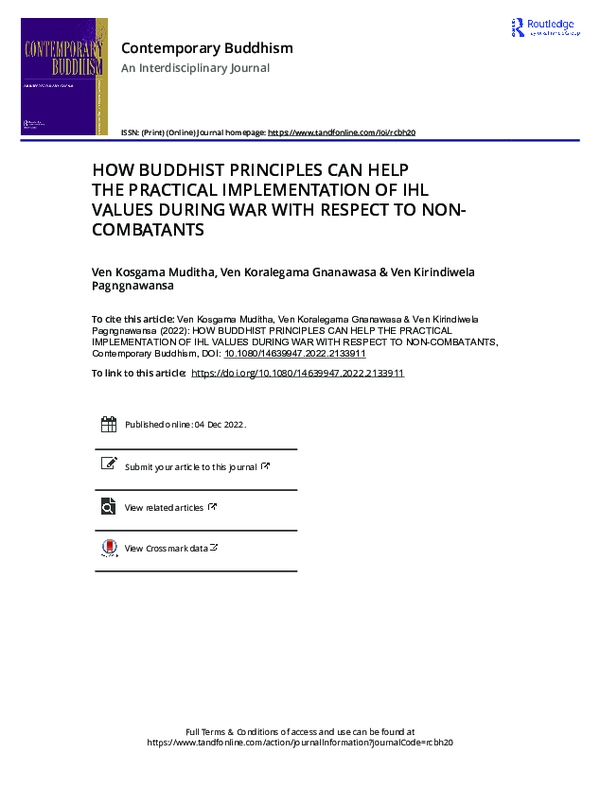 (PDF) HOW BUDDHIST PRINCIPLES CAN HELP THE PRACTICAL IMPLEMENTATION OF IHL VALUES DURING WAR ...