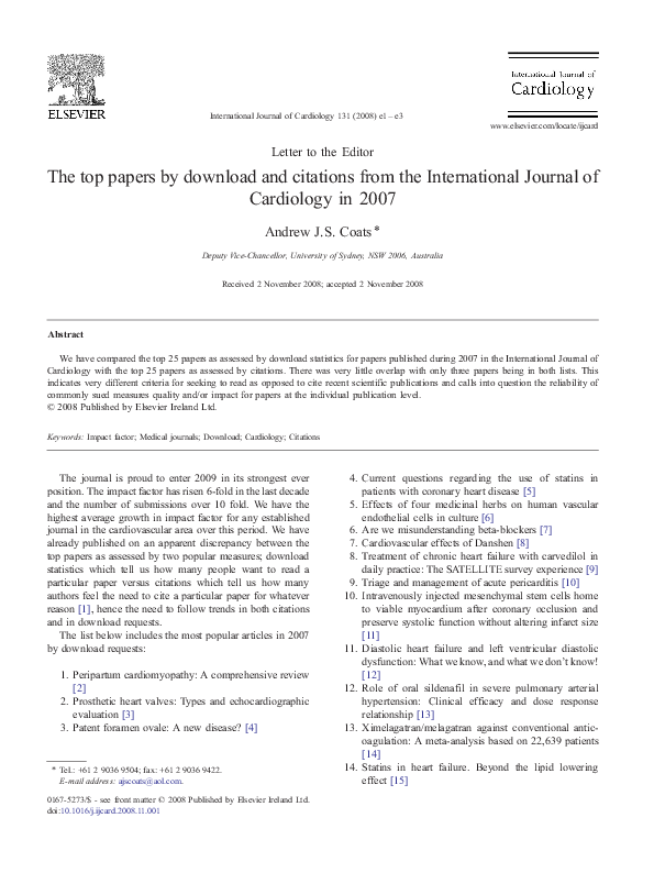 (PDF) The top papers by download and citations from the International ...