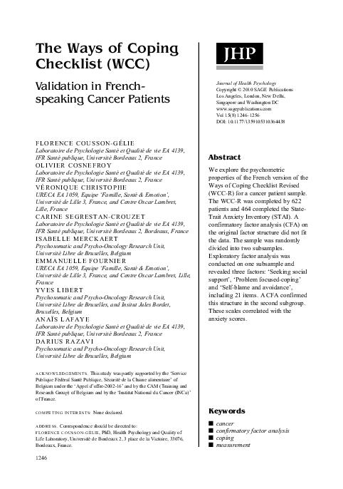 (PDF) The Ways of Coping Checklist (WCC)