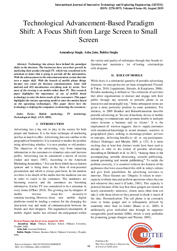 (PDF) Technological Advancement-Based Paradigm Shift: A Focus Shift ...