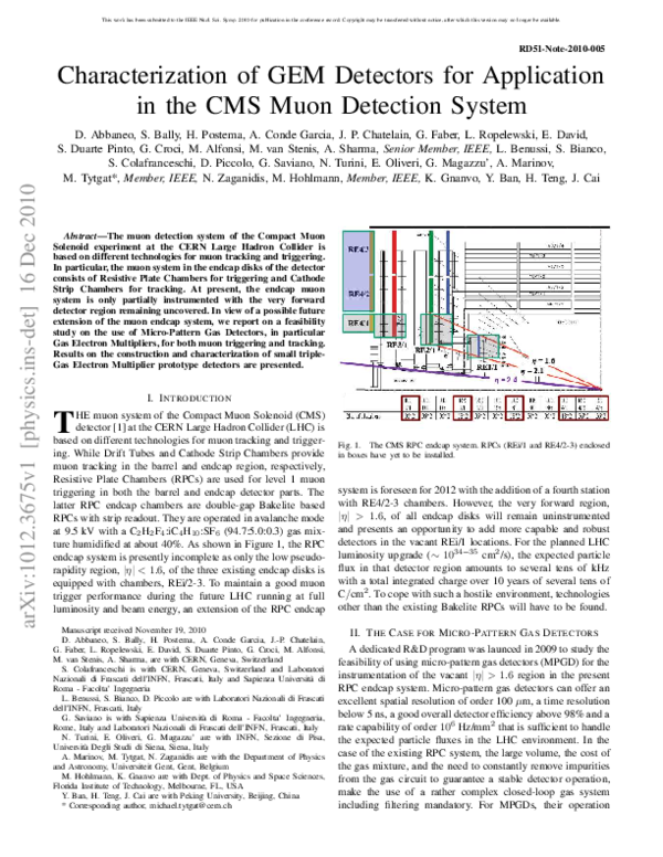 (PDF) Characterization of GEM detectors for application in the CMS muon detection system