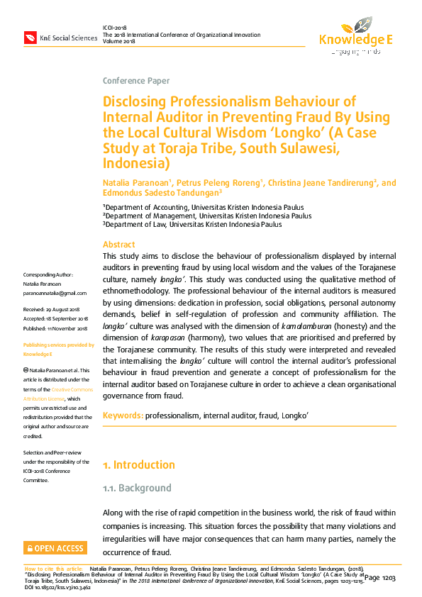 (PDF) Disclosing Professionalism Behaviour of Internal Auditor in ...