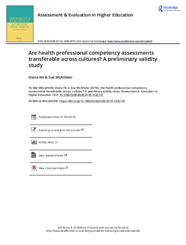 (PDF) Are health professional competency assessments transferable ...