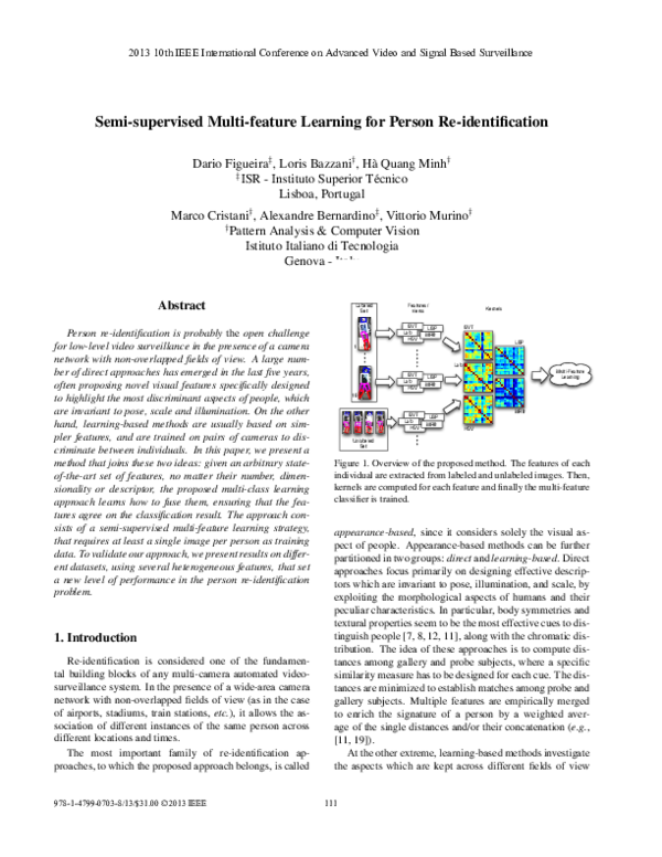 (PDF) Semi-supervised multi-feature learning for person re-identification