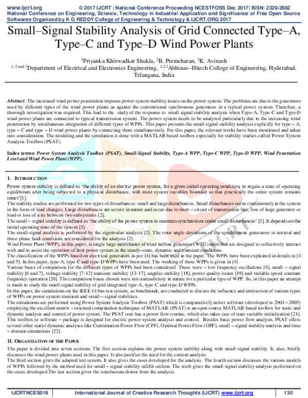 (PDF) Small signal stability analysis of grid connected Photo Voltaic distributed generator system