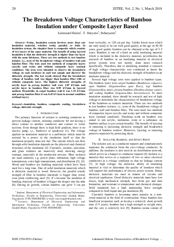 (PDF) The Breakdown Voltage Characteristics of Bamboo Insulation under ...