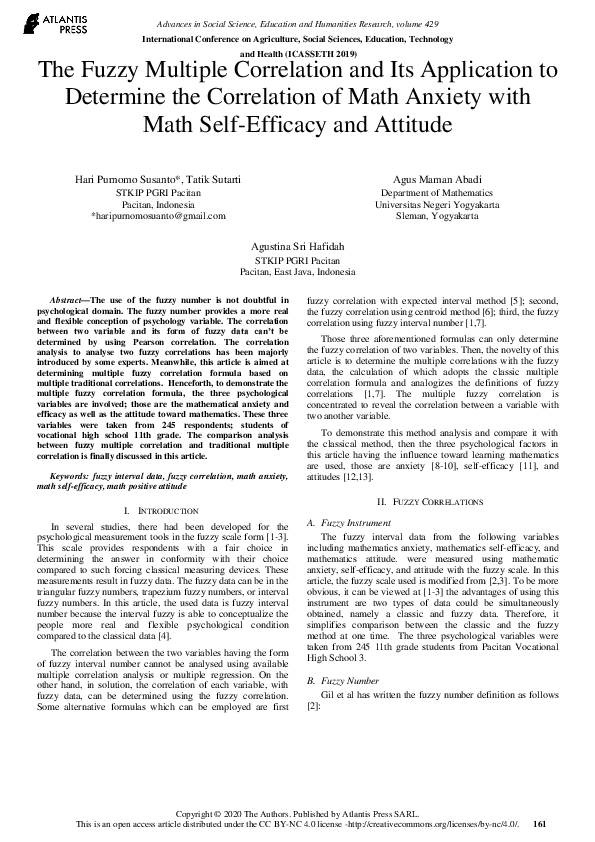 (PDF) The Fuzzy Multiple Correlation and Its Application to Determine ...