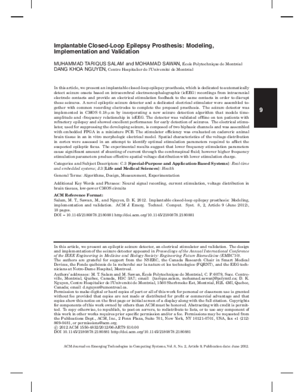 (PDF) Implantable Closed-Loop Epilepsy Prosthesis