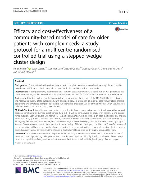 (PDF) Efficacy and cost-effectiveness of a community-based model of care for older patients with ...