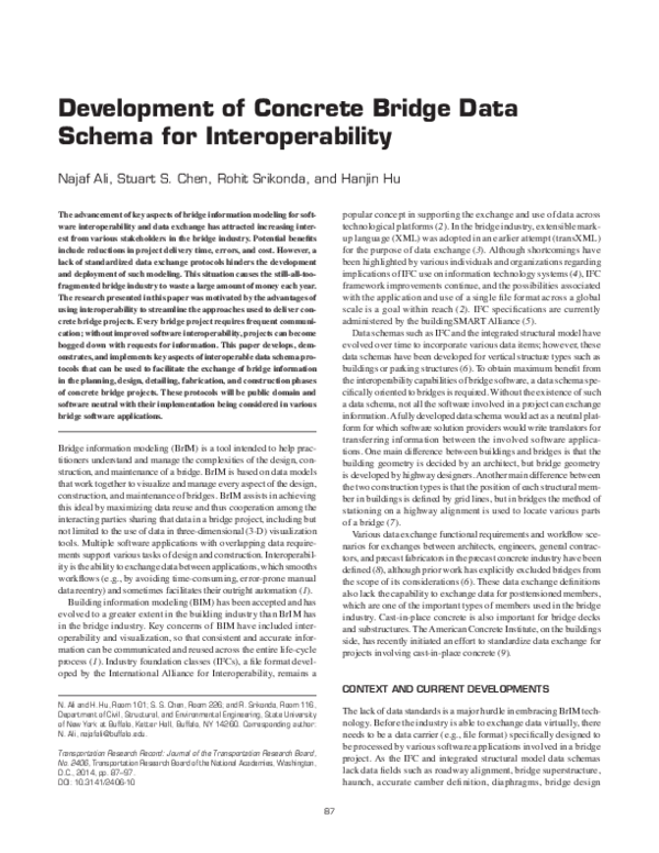 Pdf Development Of Concrete Bridge Data Schema For Interoperability Najaf Ali
