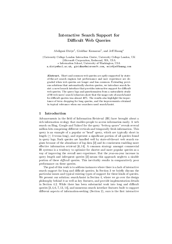 (PDF) Interactive Search Support for Difficult Web Queries