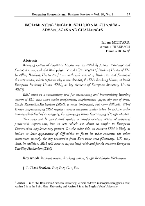 Implementing Single Resolution Mechanism –Advantages and Challenges