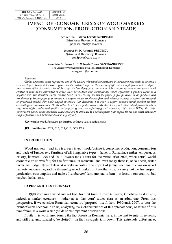 (PDF) Impact of Economic Crisis on Wood Markets (Consumption ...