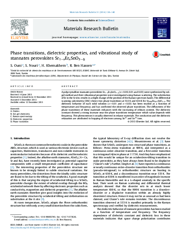 (PDF) Phase transitions, dielectric properties, and vibrational study ...