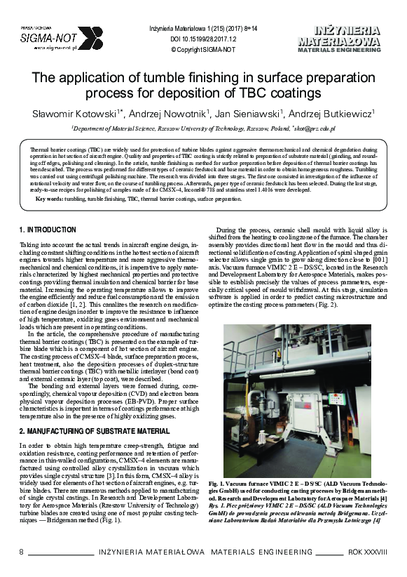 (PDF) The application of tumble finishing in surface preparation ...
