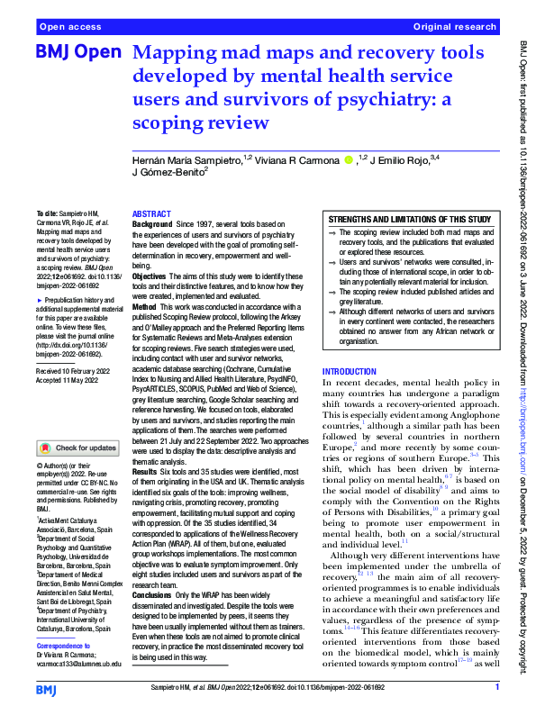 (PDF) Mapping mad maps and recovery tools developed by mental health ...