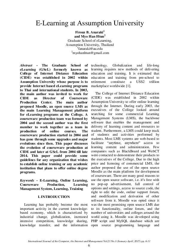 (PDF) ELearning and mLearning at assumption university